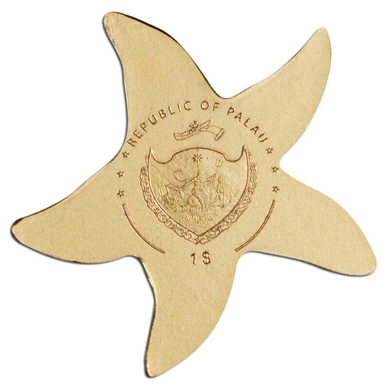 GOLDEN STARFISH - Palau 0.5g .9999 gold coin