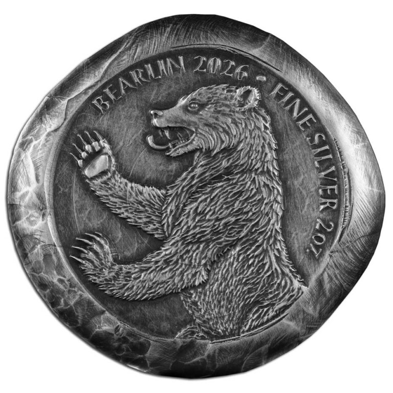 2026 WMF BERLIN BEAR: 2oz 999 Antiqued Cast Silver Bar