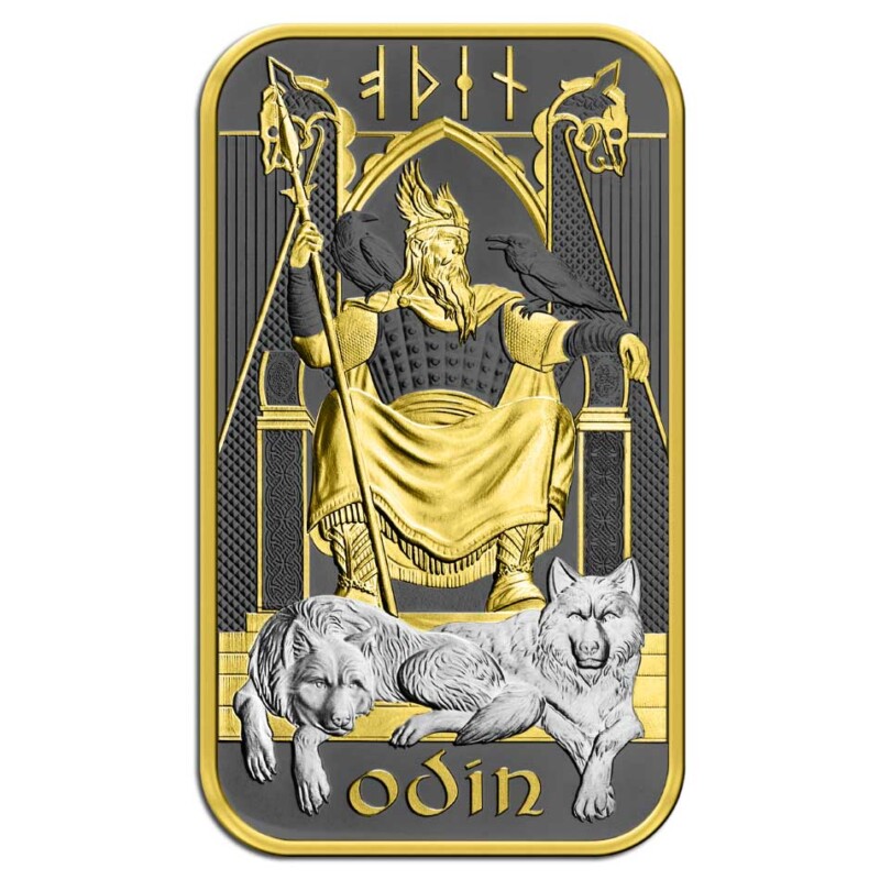 NORSE GODS - ODIN,THOR & LOKI: 3x 1oz Ruthenium & Gilded 999 Silver Bars